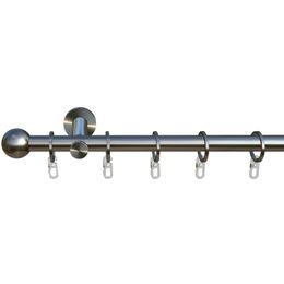 Gardinenstange Indeko "Colombes", silber (edelstahlfarben), L:190cm Ø:16mm, Gardinenstangen, Komplett-Set inkl. Ringen und Montagematerial