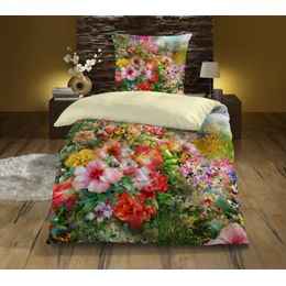 Wendebettwäsche Mesana "Ramona", bunt, B/L: 135cm x 200cm, 1 Stk., 1 Stk., Satin, B/L: 80cm x 80cm, 2 Stk., Satin, Obermaterial: 100% Baumwolle, Bettwäsche, aus Baumwoll-Satin