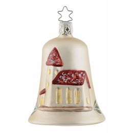 Inge Glas Christbaumschmuck INGE-GLAS "Kirchenglocke", beige (elfenbeinfarben, bunt), H:8,5cm, Glas, Weihnachtsbaumschmuck, Weihnachtsbaumschleife Weihnachtsbaumschmuck Weihnachtsanhänger Weihnachtsbaumklammer Weihnachtsbaumspitze, mundgeblasen