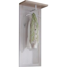 HBZ-MEBLE Garderobenpaneel HBZ "Romance im Landhausstil,BxHxT 59x143x30 cm", weiß (sibiu lärche, san remo), B:59cm H:143cm T:30cm, Holzwerkstoff, Garderobenpaneele, Landhausstil, Paneel mit 3 Kleiderhaken, 1 Kleiderstange