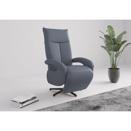 Sit & More TV-Sessel SIT & MORE "Amica, inkl. Kopfteilverstellung & Drehfunktion", blau (graublau), B:74cm H:112cm T:82cm, Sessel, wahlweise mit 2 Motoren, Akku und Aufstehhilfe