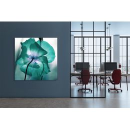 XXL-Wandbild queence "Akustikbild Blüte in Türkis", farbe bild(er): grün, B:100cm H:100cm T:2,5cm, Polyester, Bilder, Einfache Akustiklösung ohne Baumaßnahme, Schalldämmung, Paneele