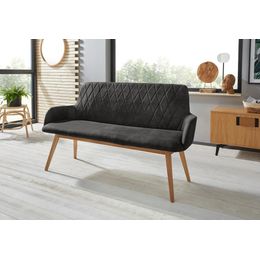 Sitzbank Home Affaire "Brest", grau (anthrazit, natur), B:160cm H:88cm T:60cm, Polyester, Sitzbänke, Essbank Sitzbank Polsterbank, Schuhbank, Garderobenbank, Bank Breite 160 cm