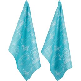 Geschirrtuch Pad "Culture", blau, H:1cm L:70cm T:50cm, 100% Baumwolle, Geschirrtücher