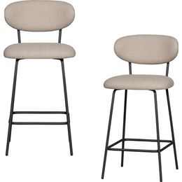 Barhocker Woood "Kjeld", beige (natur), B:46cm H:93cm T:52cm, Hocker, gepolstert mit gewebtem Stoff, Höhe 93 cm