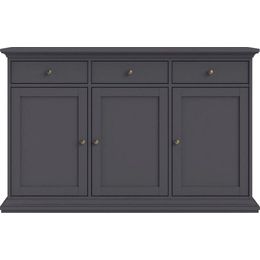 Kommode Home Affaire "Paris", grau, B:143,7cm H:91,66cm T:46,1cm, Spanplatte, Sideboards, mit vielen Staurammöglichkeiten und einer Rahmenoptik, Breite 143,7 cm