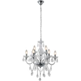 Salesfever Kronleuchter "Matteo", transparent, 9, Ø 53cm H: 120cm, Leuchten, 9 Flammen aus Acryl-Glas