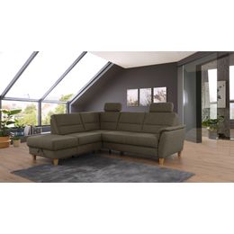 Ecksofa Home Affaire "Palmera L-Form, B: 236 cm", gr&uuml;n (oliv), B:236cm H:89cm T:212cm, 100% Polyester;Struktur (100% Polyester);Luxus-Microfaser in Lederoptik (100% Polyester), Sofas, Ecksofa, optional Bettfunktion & Bettkasten, Federkern