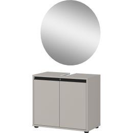 Badmöbel-Set Germania "Lemont", grau (steingrau), B:60cm H:200cm T:34cm, Spanplatte, Kastenmöbel-Sets, 2-teilig