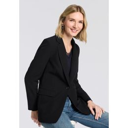 Kurzblazer BOSS Orange "Jabla Premium Damenmode", Damen, Gr. 44, schwarz 001, Crêpe, Obermaterial: 87% Polyester, 13% Elasthan, unifarben, tailliert hüftbedeckend, Blazer, aus knitterarmem Krepp