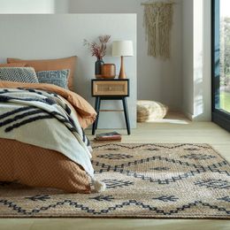 Teppich FLAIR RUGS "Rowen aus handgewebter Jute", beige, B:160cm H:5mm L:230cm, Jute, Teppiche, Teppich, mit Print-Muster