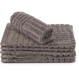 Waschhandschuh Ross "CARRE", grau (flanell), B:16cm H:1cm L:22cm, Frottier, Waschlappen, 100% Baumwolle, Rippenstruktur, große Farbauswahl