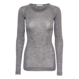 SEAMLESS BASIC Damen Funktionstop "Seamless Basic T-shirt Woolen Jade"grau melange, Obermaterial: 100% Wolle, Tops