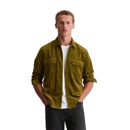 Marc O'Polo Langarmhemd MARC O'POLO "aus reiner Bio-Baumwolle", Herren, Gr. L, Normalgrößen, grün mustard, Obermaterial: 100% Baumwolle, unifarben, regular fit normal, Manschette, Hemden
