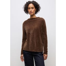 Rundhalspullover Street One, Damen, Gr. 34, hazelnut braun, Web, Obermaterial: 78% Polyamid, 12% Polyacryl, 10% Baumwolle, unifarben, normal hüftbedeckend, Rundhals, Pullover, in softer Federgarn-Qualität