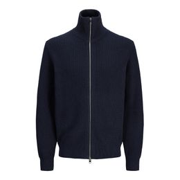 Jack & Jones Strickjacke JACK & JONES "JPRBLASTANDFORT KNIT CARDIGAN BF", Herren, Gr. S, night sky, Strick, Obermaterial: 100% Baumwolle, unifarben, regular fit, hoch geschlossener Ausschnitt, Strickjacken