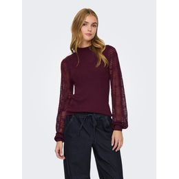Strickpullover Only "ONLANNELINA LS HIGHNECK KNT", Damen, Gr. XL, winetasting, Strick, Obermaterial: 50% Polyester, 33% Viskose, 17% Modal, unifarben, regular fit, Pullover