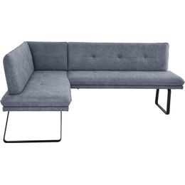 K+w Komfort & Wohnen Eckbank K+W KOMFORT & WOHNEN, blau, B:157cm H:87cm T:207cm, Sitzbänke, Polstereckbank in Spitzkissenoptik, Sitz und Rücken gesteppt
