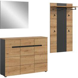 Garderoben-Set Inosign "REHAT, TOPSELLER, 3-teilig, Breite 215 cm, individuell erweiterbar", basalt grau nb, artisan nb, Kastenmöbel-Sets, Garderobenkombination, Kombination, Set, Flurgarderobe, Diele