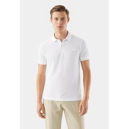 Poloshirt BOSS Green "Pio", Herren, Gr. L, weiß100, Jersey, Obermaterial: 100% Baumwolle, unifarben, regular fit normal, Rundhals, abgestepptes Bündchen, Shirts, mit Knöpfen, regular fit, toniges Logo