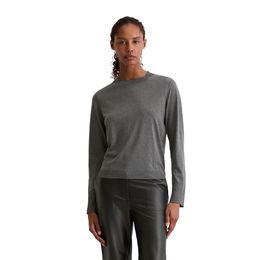 Marc O'Polo Langarmshirt MARC O'POLO "aus TENCEL™ Lyocell-Baumwolle-Mix", Damen, Gr. L, rocky grau melange, Obermaterial: 67% Lyocell, 33% Baumwolle, unifarben, Basic, regular fit, Rundhals, Shirts