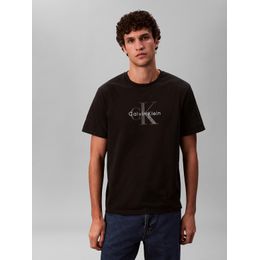 T-Shirt Calvin Klein Jeans "SS Hero Monologo Tee 20s", Herren, Gr. XL, schwarz, Web, Obermaterial: 100% Baumwolle, unifarben, regular fit normal, Rundhals, eingesetzt abgesteppte Kante, Shirts, Mit Rundhalsausschnitt, regular fit