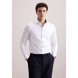 Businesshemd Seidensticker "Schwarze Rose", Herren, Gr. S (37), normale Ärmellängen, weiß, 100% Baumwolle, unifarben, skinny fit, 2-Knopf-Manschette, Hemden, X-Slim 1/1 Kentkragen Uni