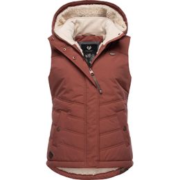 Steppweste Ragwear "Hesty", Damen, Gr. 6XL (52), orange (terra), Außenmaterial: 100% Polyester, Innenfutter: 100% Polyester, Wattierung: 100% Polyester, tailliert Po-bedeckend, hoch geschlossener Ausschnitt, Westen, Wasserdichte Outdoor-Weste mit abnehmbarer Kapuze