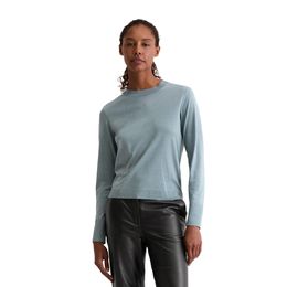 Marc O'Polo Langarmshirt MARC O'POLO "aus TENCEL™ Lyocell-Baumwolle-Mix", Damen, Gr. L, slate blau, Obermaterial: 67% Lyocell, 33% Baumwolle, unifarben, Basic, regular fit, Rundhals, Shirts