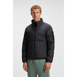 Daunenjacke BOSS Green "OW Urbanex Puffer", Herren, Gr. M, dunkelblau402, Web, Obermaterial: 100% Polyester. Füllung: 80% Entendaune, 20% Entenfeder, unifarben, regular fit normal, hoch geschlossener Ausschnitt, abgesteppte Kante, Jacken, Stehkragen, reflektierende Details, Ärmeltasche