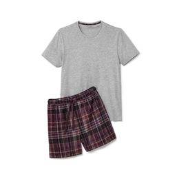 Tchibo - Shorty-Pyjama - Herren - Gr. L - grau/kariert