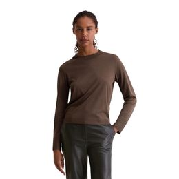 Marc O'Polo Langarmshirt MARC O'POLO "aus TENCEL™ Lyocell-Baumwolle-Mix", Damen, Gr. L, shaded braun, Obermaterial: 67% Lyocell, 33% Baumwolle, unifarben, Basic, regular fit, Rundhals, Shirts