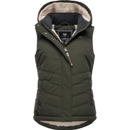 Steppweste Ragwear "Hesty", Damen, Gr. M (38), grün (olivgrün), Außenmaterial: 100% Polyester, Innenfutter: 100% Polyester, Wattierung: 100% Polyester, tailliert Po-bedeckend, hoch geschlossener Ausschnitt, Westen, Wasserdichte Outdoor-Weste mit abnehmbarer Kapuze