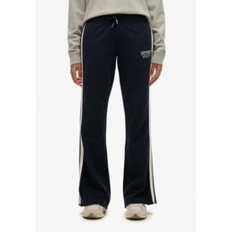 Sweathose Superdry "ATHLETIC STRIPE FLARE JOGGER", Damen, Gr. M, N-Gr, eclipse navy, Jersey, Obermaterial: 100% Baumwolle, unifarben, slim fit, Hosen Sweathose