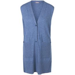 include - Long-Strickweste aus Schurwolle und Kaschmir, blau, Gr. 36 / S - Schurwolle