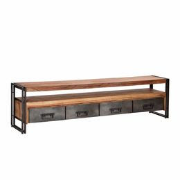 Pharao24.de Loft TV Board aus Akazie Massivholz Metall 200 cm breit