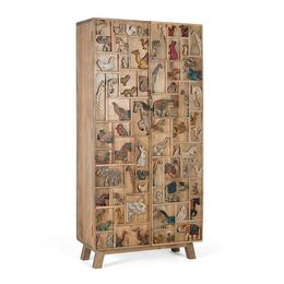 Pharao24.de Schrank Holz Massivholzschrank mit Tier Motiven geschnitzt