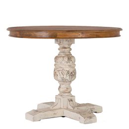 Pharao24.de Esstisch Massivholztisch in Holz White Wash geschnitzt