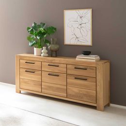 Pharao24.de Kommode Sideboard aus Wildeiche Massivholz mit Metallgriffen