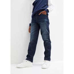 bonprix Loose-Fit-Stretch-Jeans mit verstellbarem Bund Straight, blau, mit Baumwolle