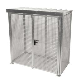 eurokraft pro Gasflaschen-Gittercontainer, mit Dach und Doppelfl&uuml;geltor, BxT 2100 x 1085 mm
