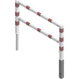 Schake Wegesperre, schwenkbar, mit Ober- und Knieholm, wei&szlig; mit roten Reflexstreifen, Breite 1500 mm