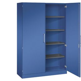 C+P Flügeltürenschrank ASISTO, Höhe 1980 mm, Breite 1200 mm, 4 Fachböden, enzianblau/enzianblau