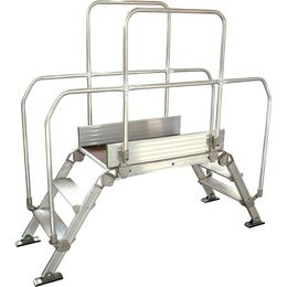 Alu-Leitern&uuml;berstieg, Gesamtbelastung 200 kg, 3 Stufen, Plattform 900 x 530 mm kaiserkraft