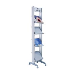 PAPERFLOW Mobiler Metall-Prospektst&auml;nder, mit Metallb&ouml;den, Breite 330 mm