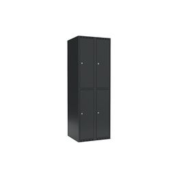 Doppelstock-Spind Fydor, 2 Abteile, grau, B 600 mm, 2 Abteile, flache Dachform, Zylinderschloss kaiserkraft