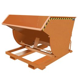 eurokraft pro Kippbeh&auml;lter, schmale Ausf&uuml;hrung, Volumen 1,5 m&sup3;, Traglast 3000 kg, orange RAL 2000