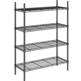 Stahldraht-Gitterregal, schwarz, Fachlast 100 kg, BxT 910 x 460 mm, Grundregal, Höhe 1370 mm, 4 Fachböden kaiserkraft