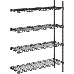 Stahldraht-Gitterregal, schwarz, Fachlast 100 kg, BxT 910 x 360 mm, Anbauregal, Höhe 1370 mm, 4 Fachböden kaiserkraft