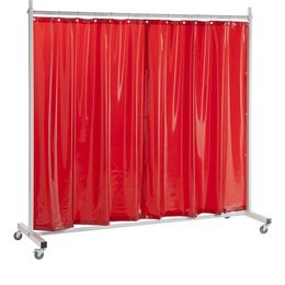 Schwei&szlig;er-Schutzwand, mobil, mit Planenvorhang, rot, BxH 2100 x 2100 mm, 1-teilig kaiserkraft